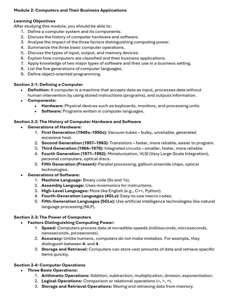 Business Applications of Computers | PDF | Computer Data Storage ...
