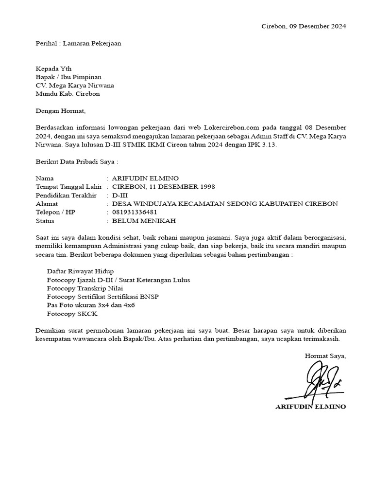 Resume CV. Mega Karya Nirwana | PDF