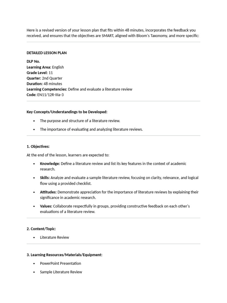 Here Is A Revised Version of Your Lesson Plan That Fits Within 48 ...