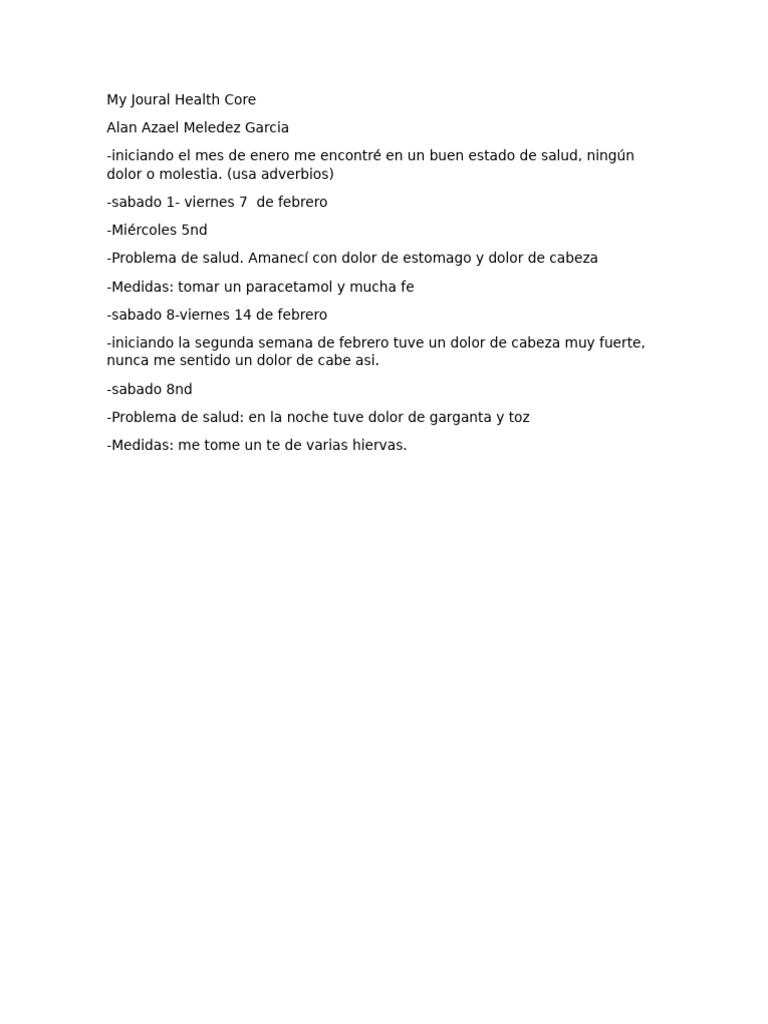 Diario de Salud: Dolores de Febrero | PDF