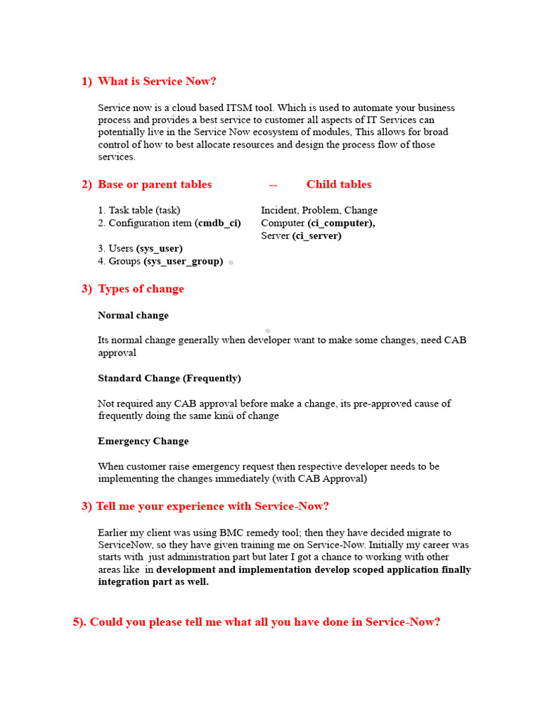 ServiceNow Interview Questions | PDF | Data Type | Databases