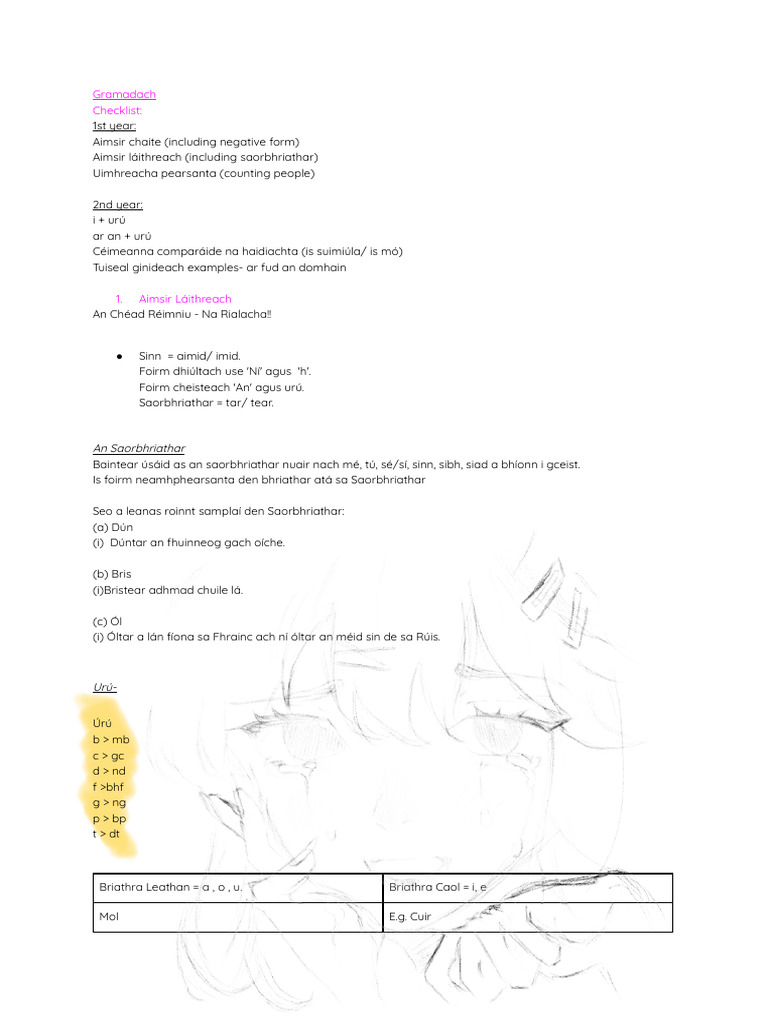 2nd Year Revision - Gramadach | PDF