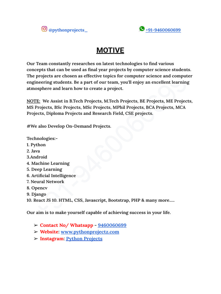 Project List | PDF | Machine Learning | Artificial Intelligence