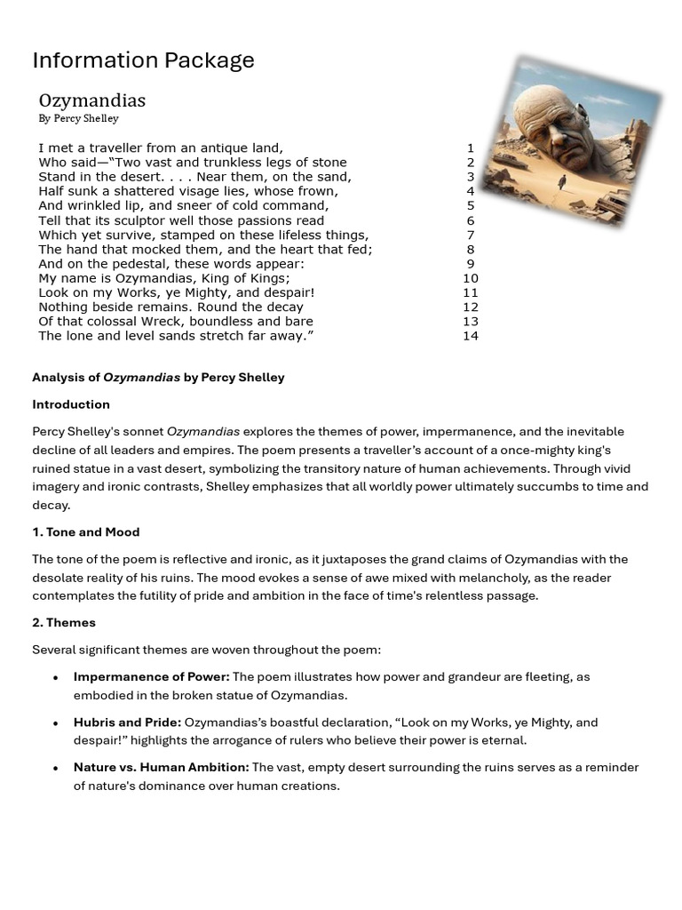 Analyzing Shelley's "Ozymandias" | PDF | Poetry