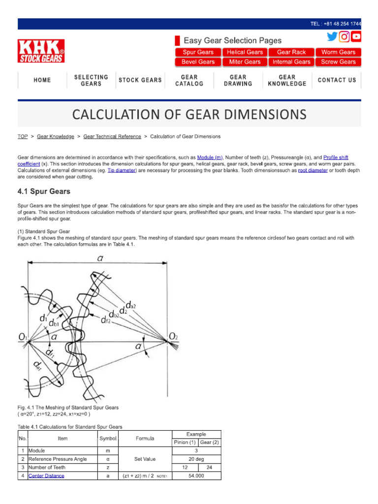 Gear Calculations KHK | PDF