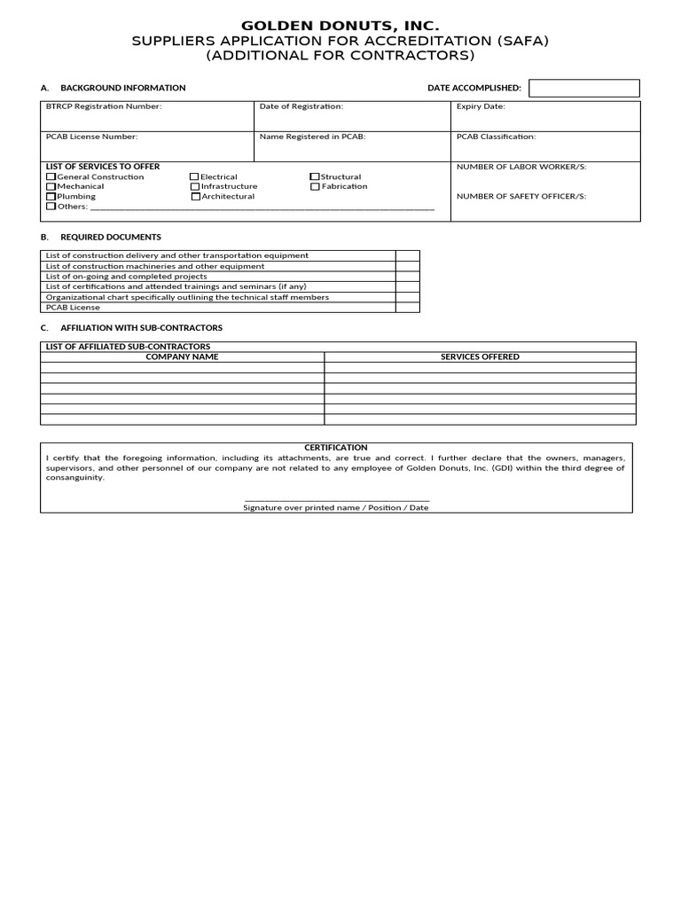 2024 SAFA FORM_Contractors page2 | PDF