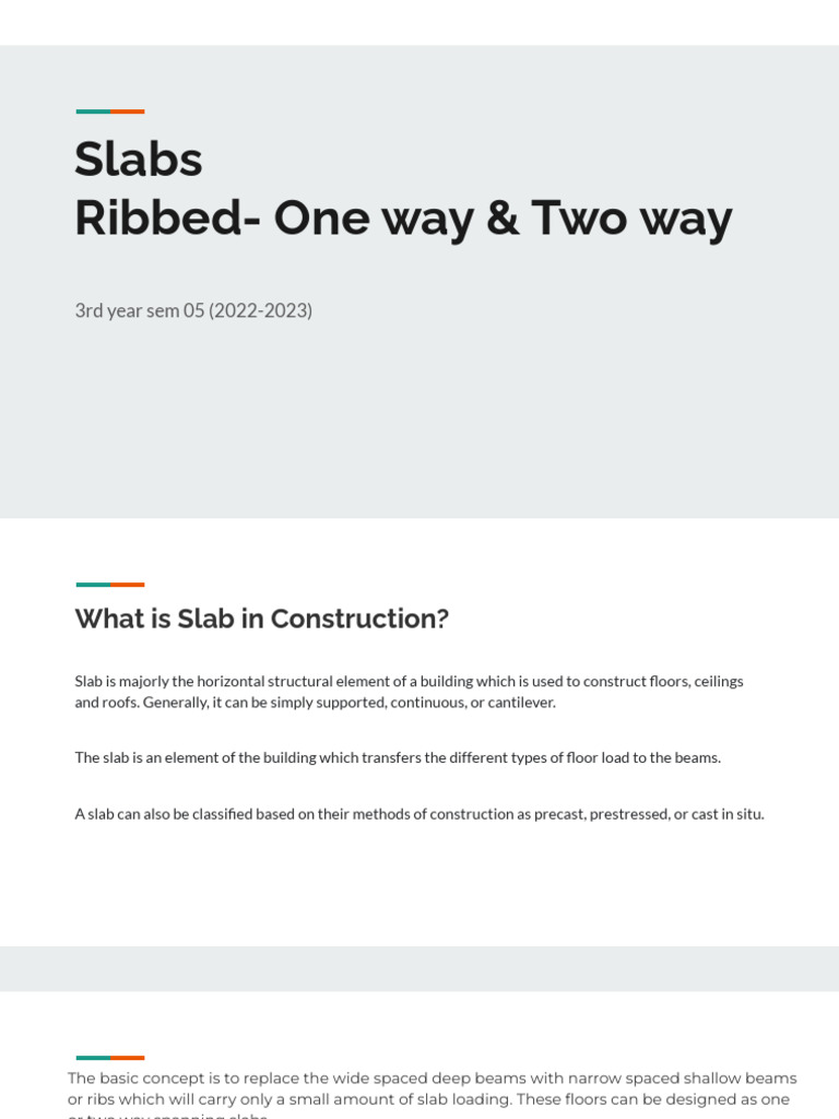 Ribbed- One way & Two way | PDF | Beam (Structure) | Prestressed Concrete