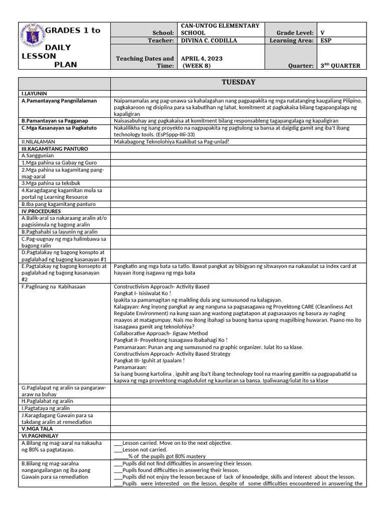DLP_ESP 5_Q3_W8-D2 | PDF