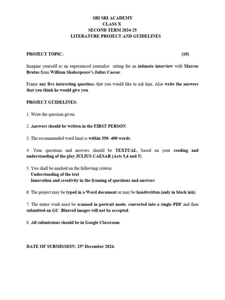 English Literature Project Class X 2024-25 | PDF