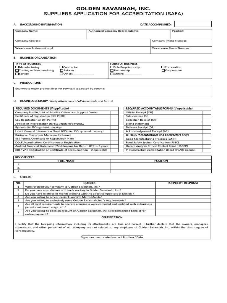 2024 Golden Savannah Inc Safa Form | PDF | Receipt | Government Finances