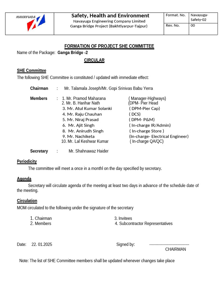 10-A Rev 00 Formation of Project She Committee | PDF