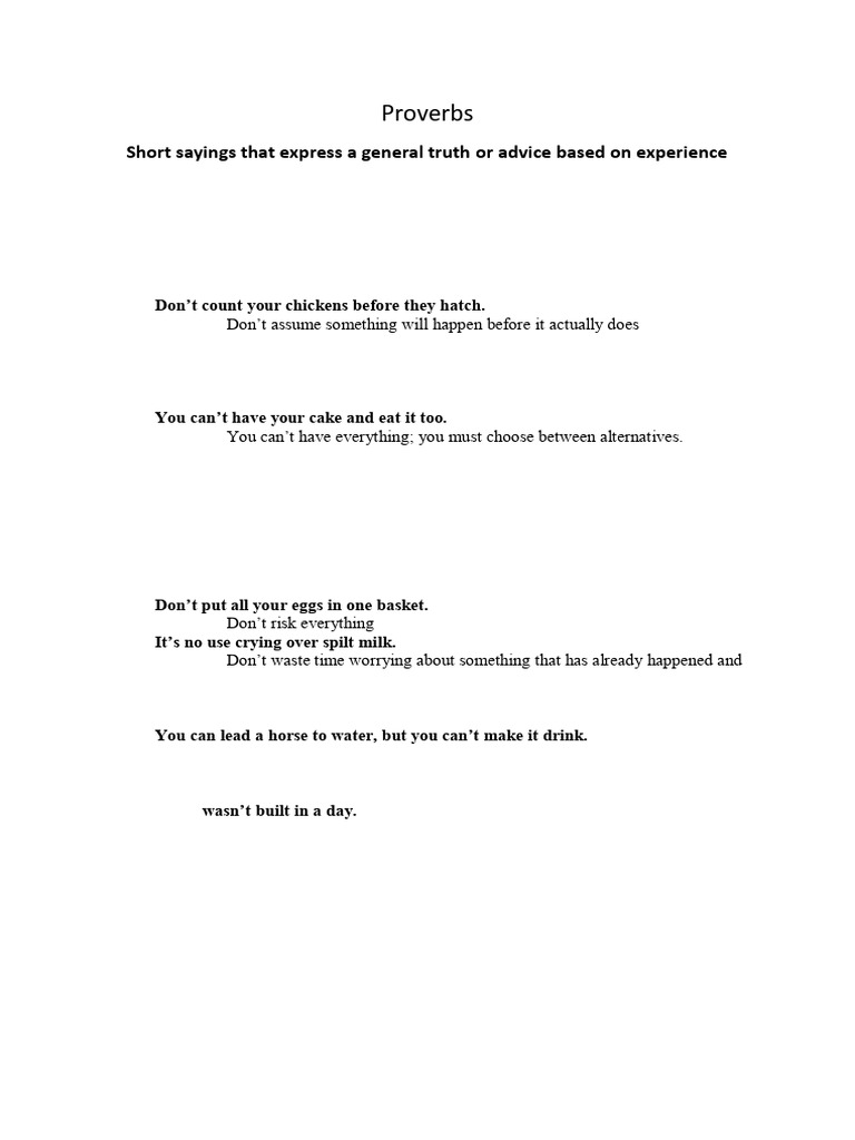 Proverbs - Class 5 | PDF