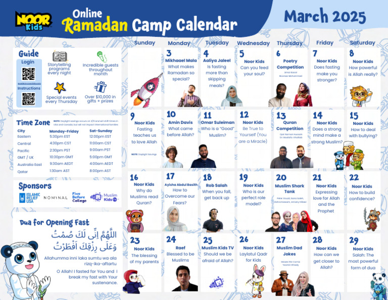 Noor Kids Ramadan Camp 2025 Guide | PDF | Semitic Words And Phrases