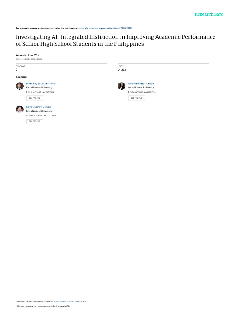 AI-Enhanced Learning in Philippine High Schools | PDF | Artificial ...