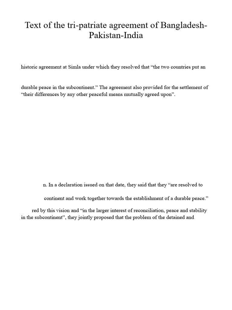 Text of The Tri Patriate Agreement of Bangladesh Pakistan India 3 | PDF ...