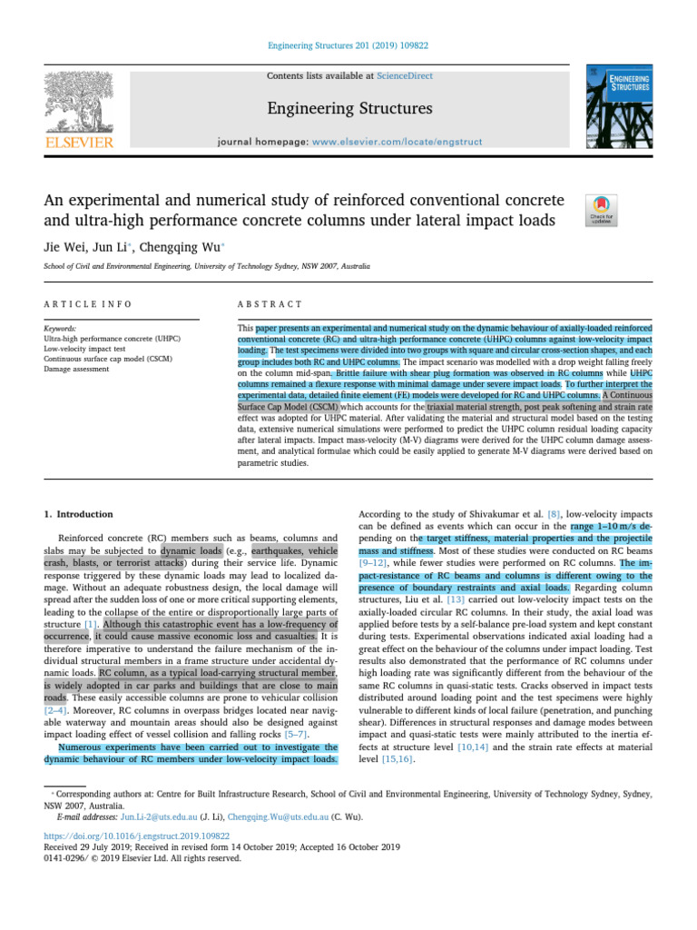 Impact Resistance of Concrete Columns | PDF | Strength Of Materials ...