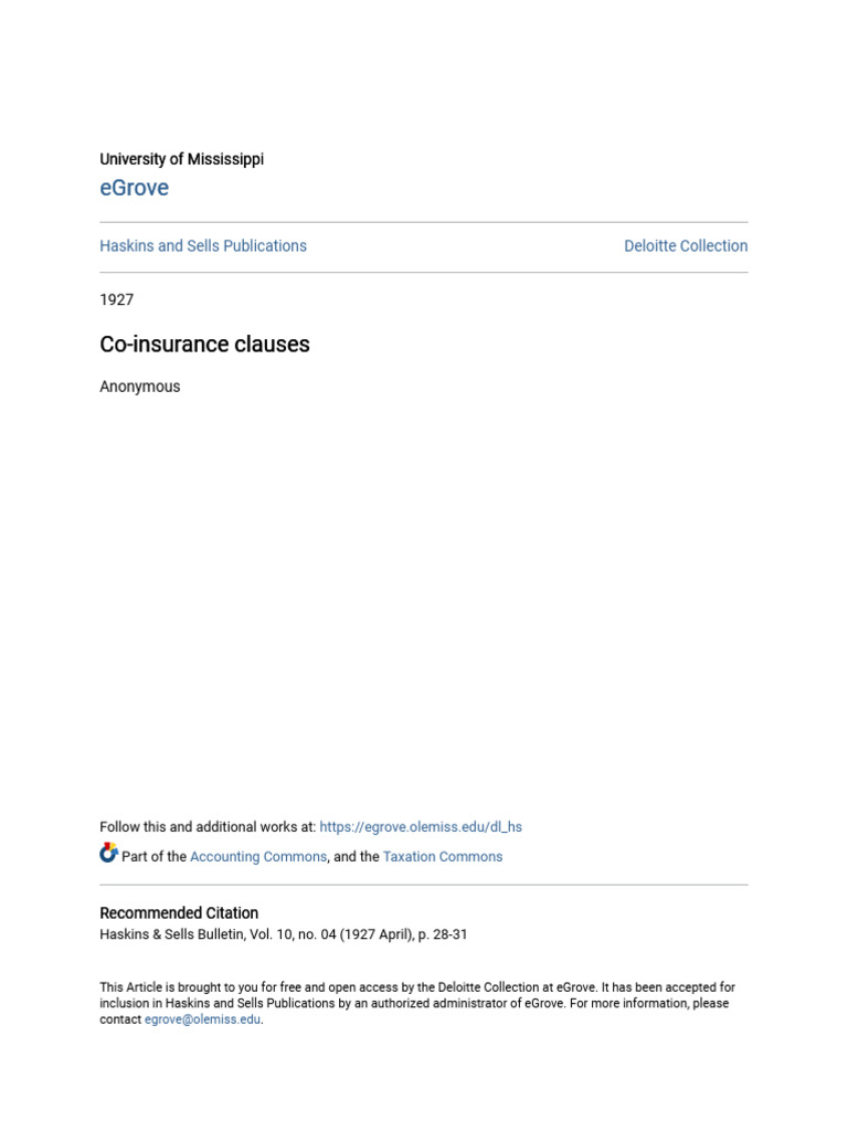 Co-insurance clauses | PDF | Insurance | Taxes