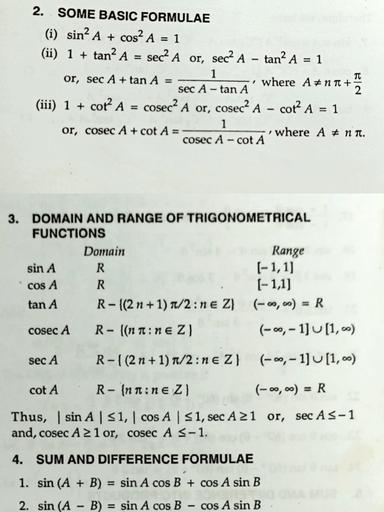 Trigonometry Formula Sheet | PDF | Trigonometric Functions | Trigonometry