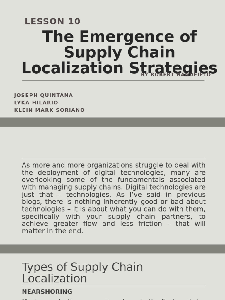 Strategies for Supply Chain Localization | PDF