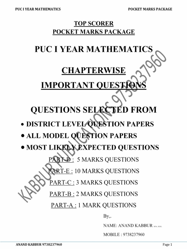 Important Questions Math | PDF