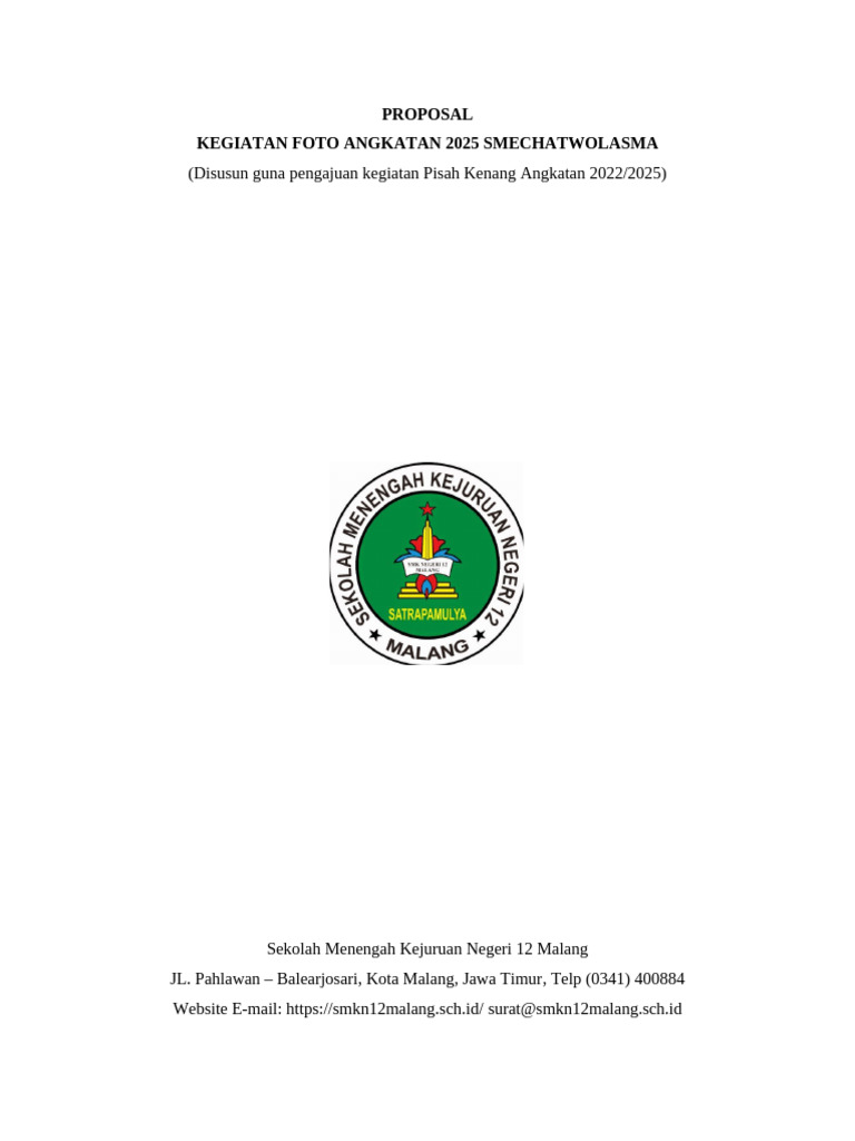 PROPOSAL KEGIATAN FOTO ANGKATAN 2025 (Repaired) | PDF