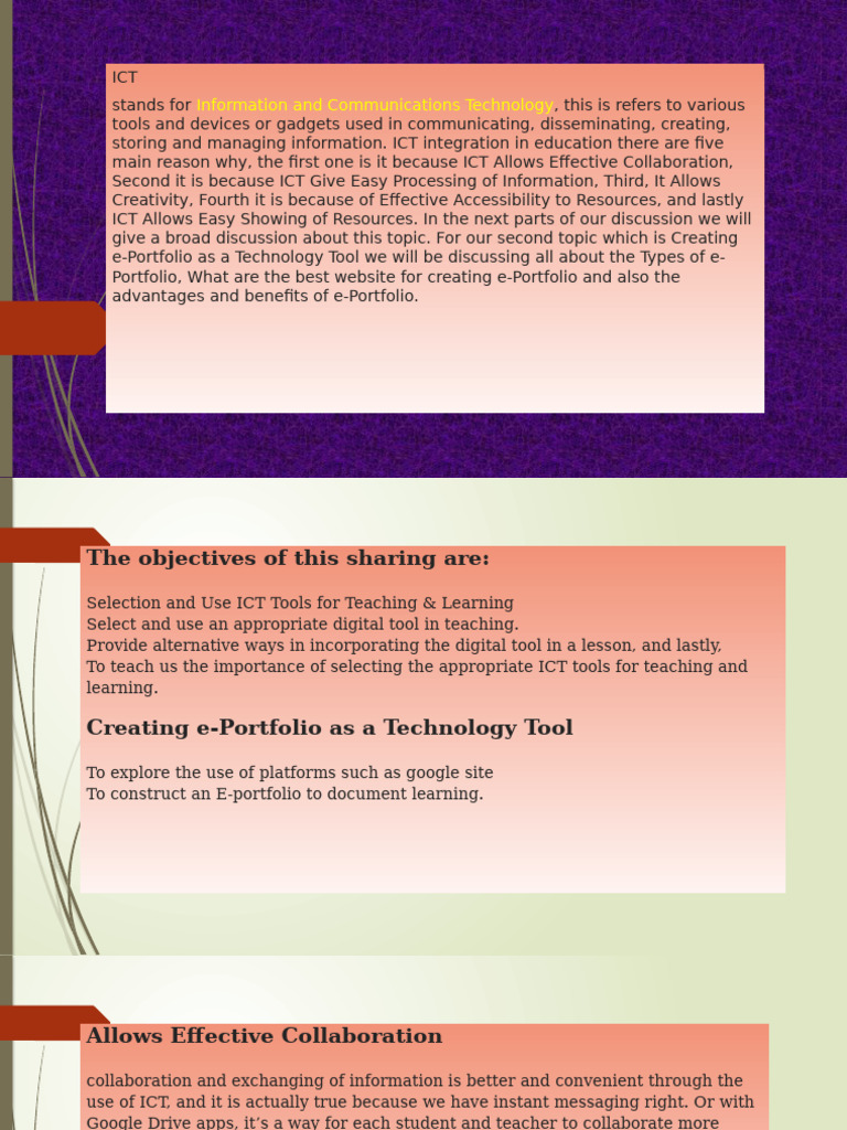 ICT in Education: Tools and e-Portfolios | PDF | Educational Technology ...