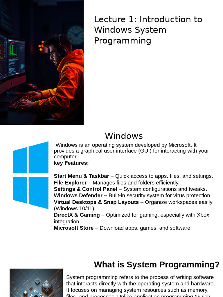 Lecture-1-Introduction-to-Windows-System-Programming | PDF | Microsoft ... Lecture-1-Introduction-to-Windows-System-Programming | PDF | Microsoft ...