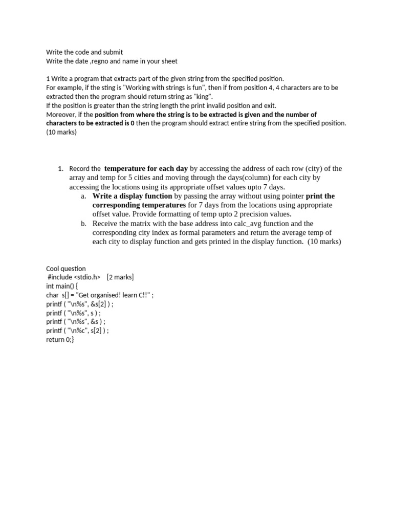C Programming Exercises | PDF