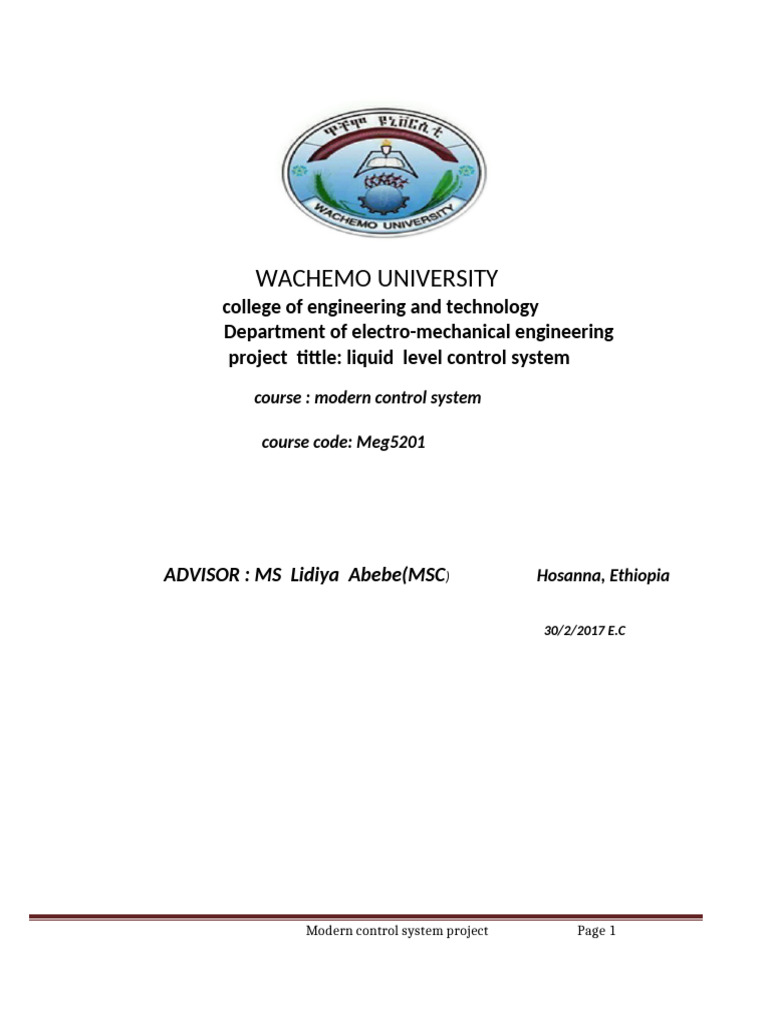Modern Control Project Pdf Automation Control Theory
