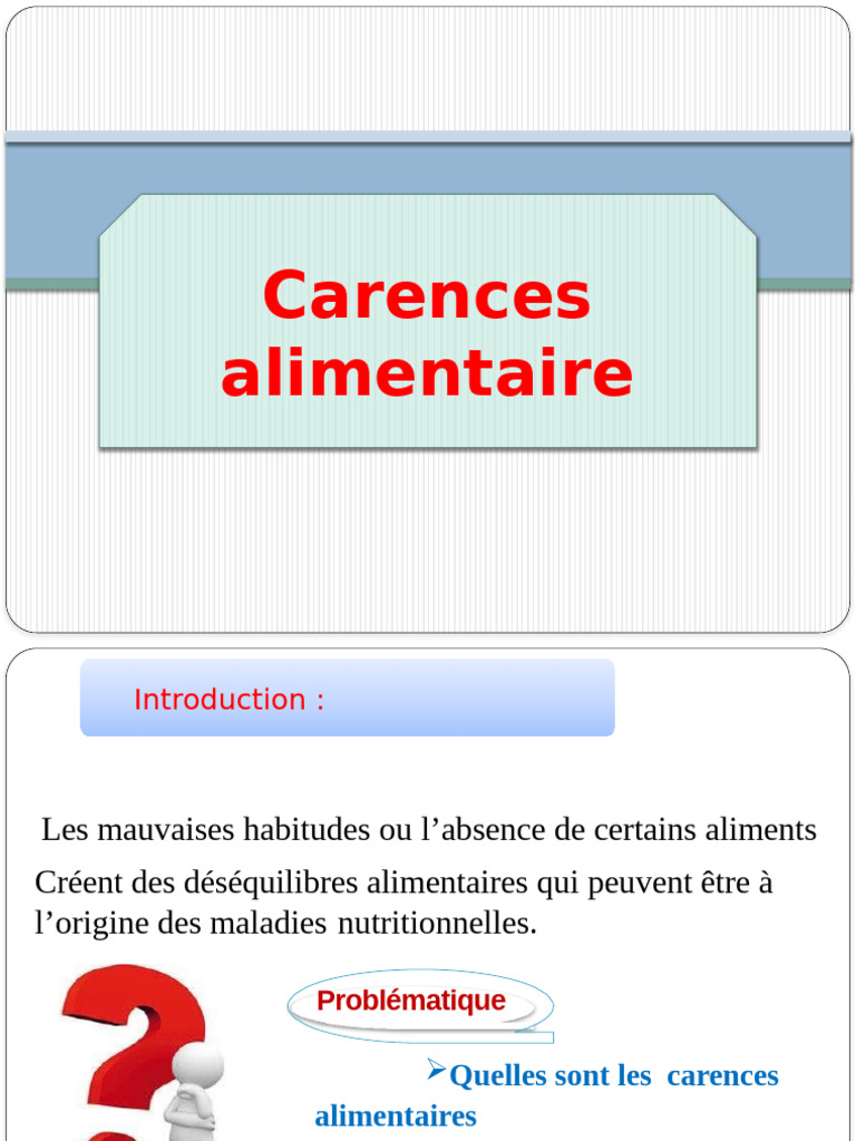Carences Alimentaire Rations Alimentaires Sara | PDF | Vitamine ...