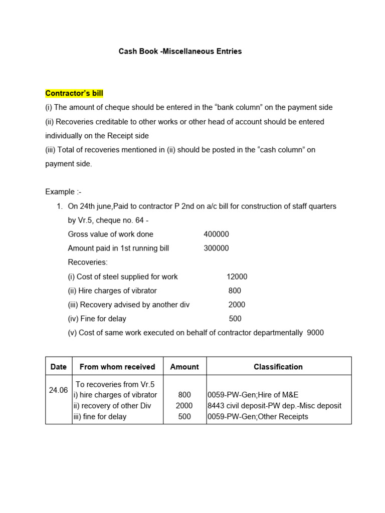 Cash Book - Miscellaneous Entries-3 | PDF | Payments | Cheque