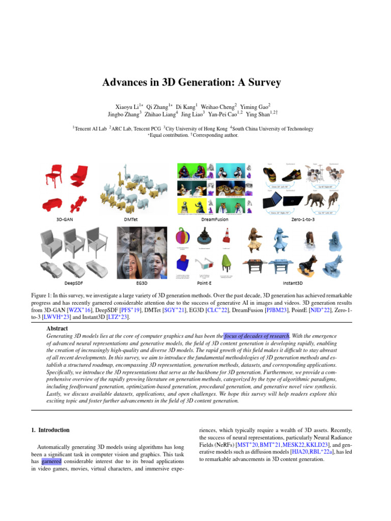 Advances in 3D Generation - A Survey | PDF | Rendering (Computer Graphics) | 3 D Computer Graphics