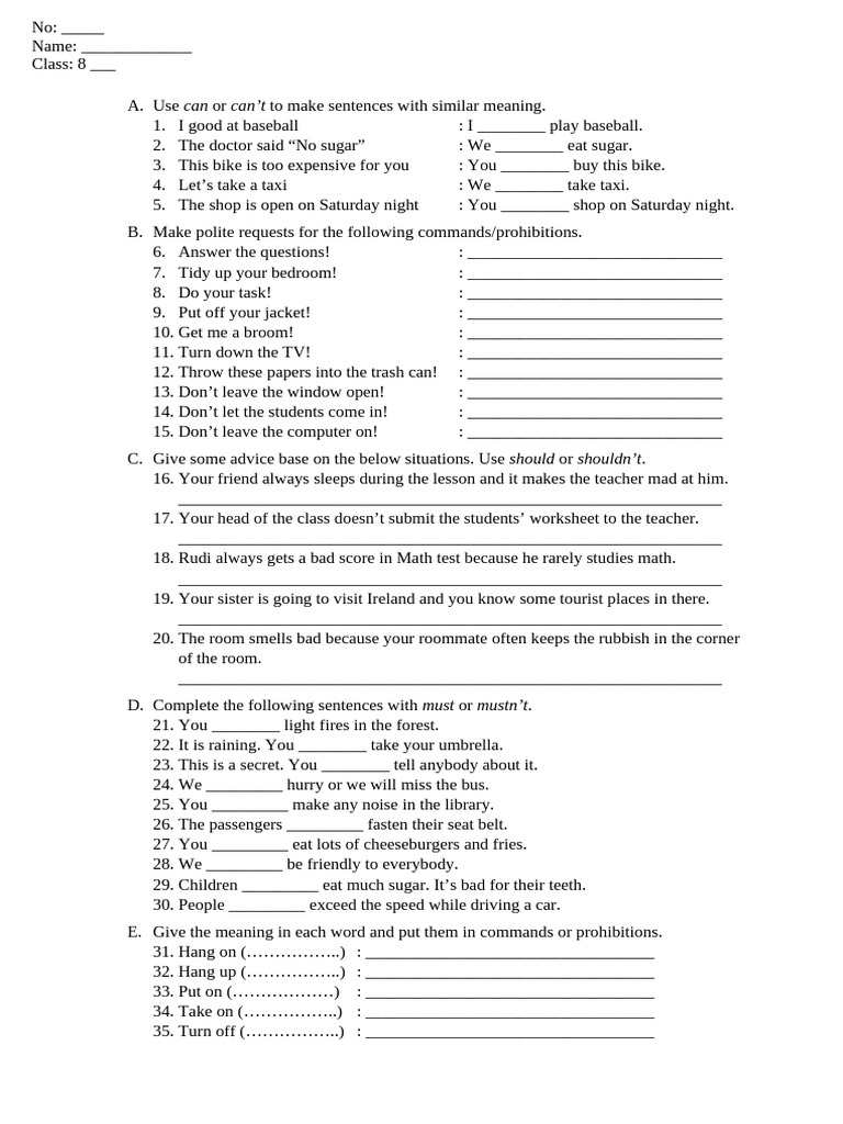 Make Polite Requests For The Following Situations | PDF