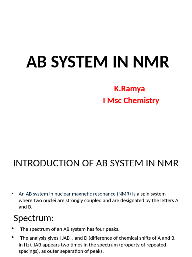 Understanding AB System in NMR | PDF | Nuclear Magnetic Resonance ...