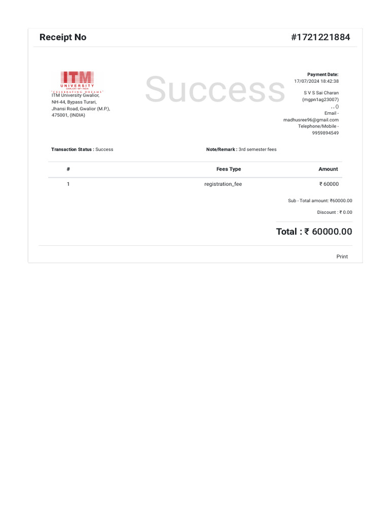 3rd Sem Administration Fee | PDF