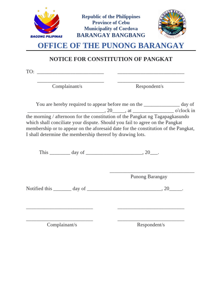Notice for Pangkat Constitution in Cebu | PDF