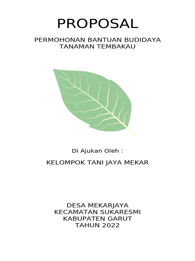 Proposal Tembakau Kelompok Tani Jaya Mekar 2022 | PDF
