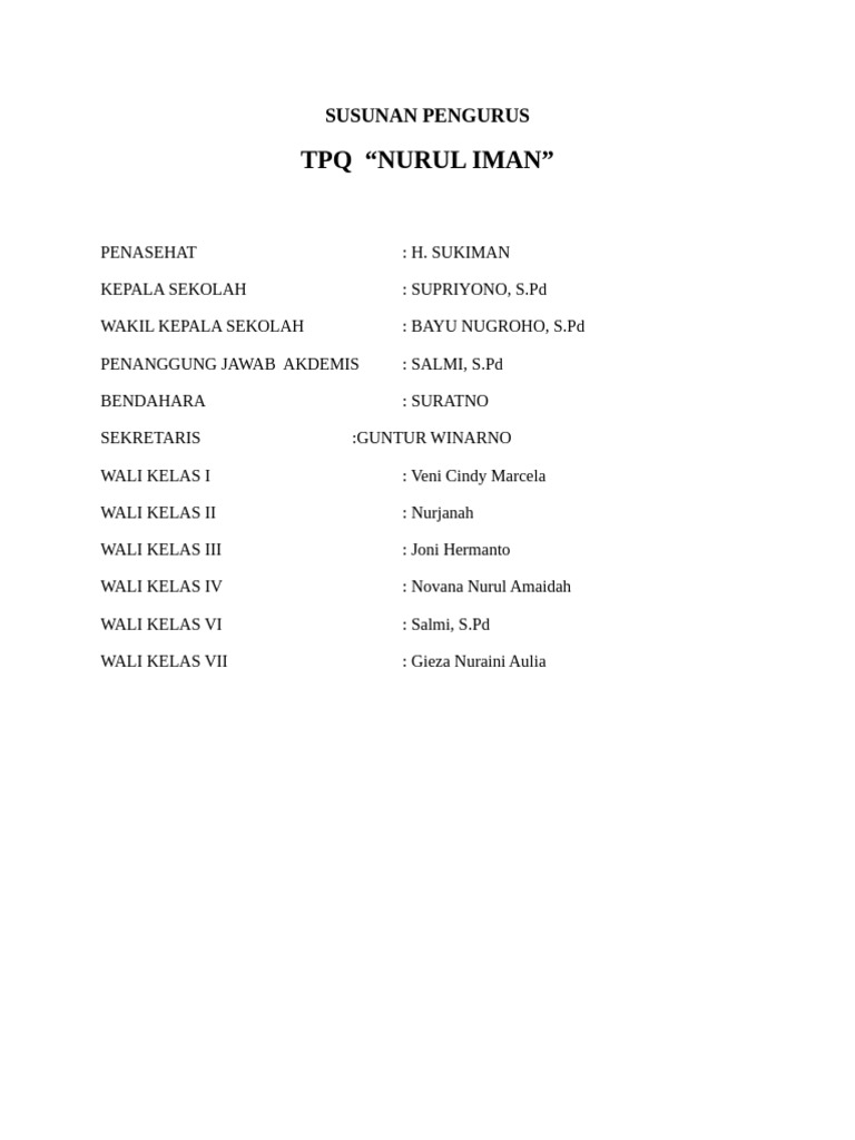 SUSUNAN PENGURUS | PDF
