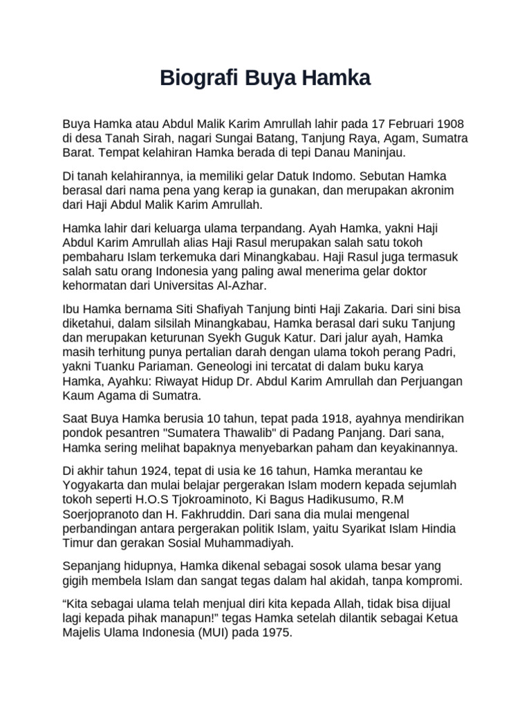 Biografi Buyaa Hamkaa | PDF