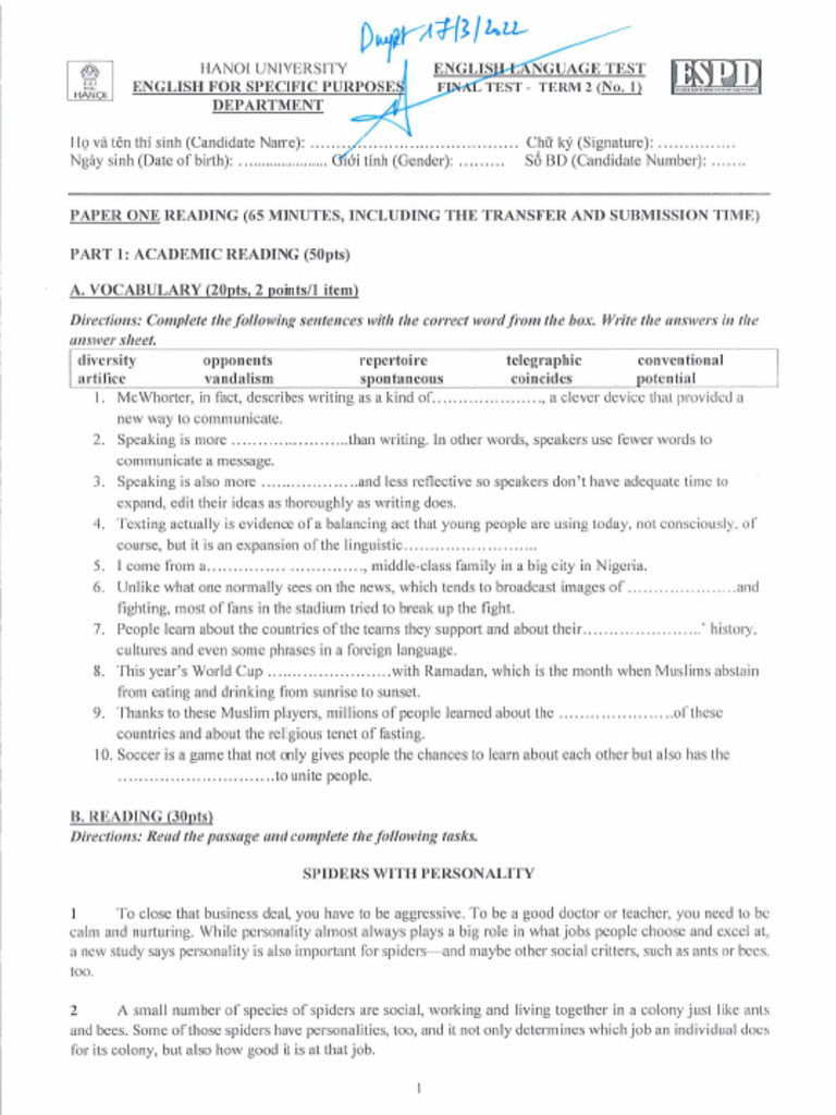 29-30. ESPD_FINAL READING_TERM 2_K2021 | PDF