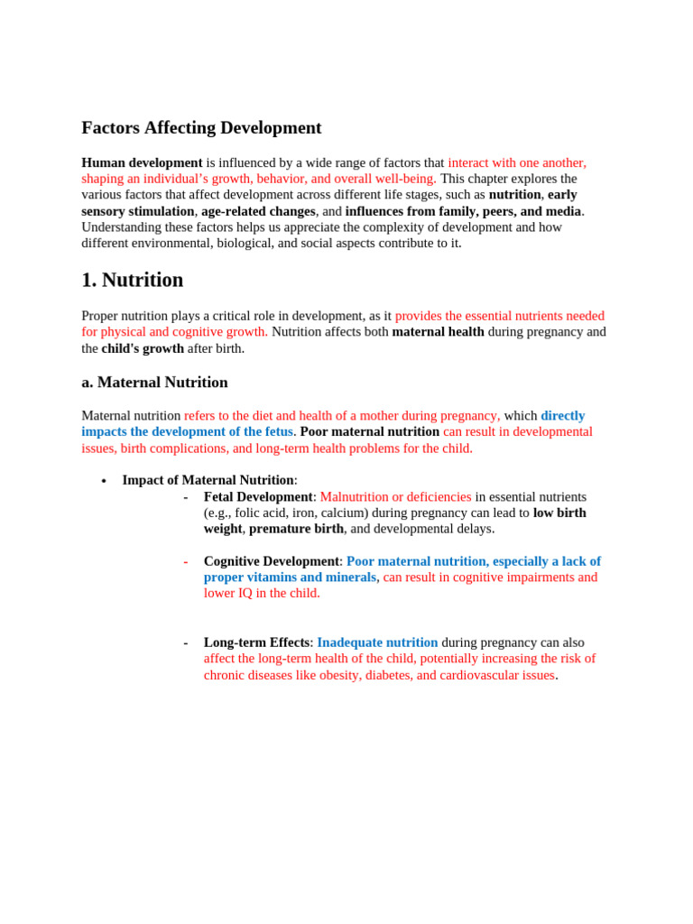 Key Factors Influencing Human Development | PDF | Human Nutrition ...