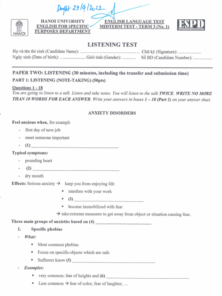 29-30 Espd Listening Midterm 3 k2021 | PDF