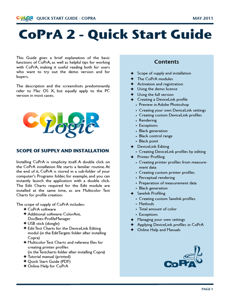 QuickStartGuide CoPrA2 en | PDF | Adobe Photoshop | Graphics