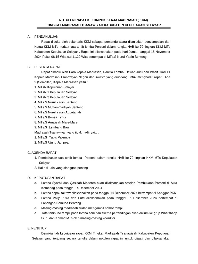 Notulen Rapat Technical Meeting | PDF
