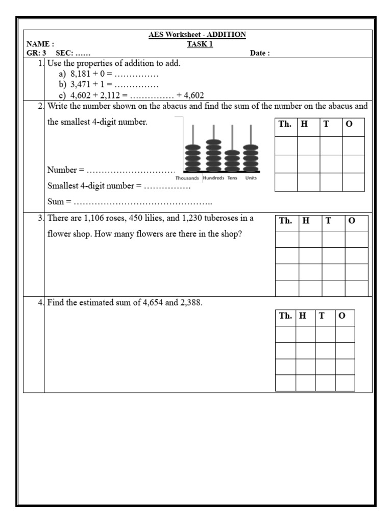 AES Worksheets - ADDITION - 240611 - 181327 | PDF