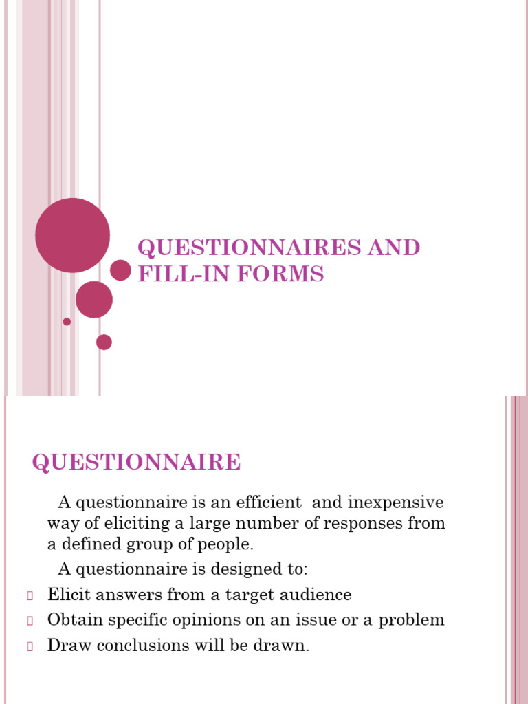 Effective Questionnaires and Forms Guide | PDF