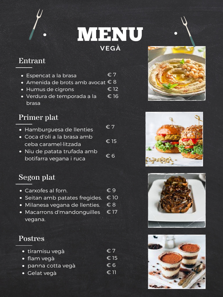 Menu Restaurante Moderno Negro | PDF