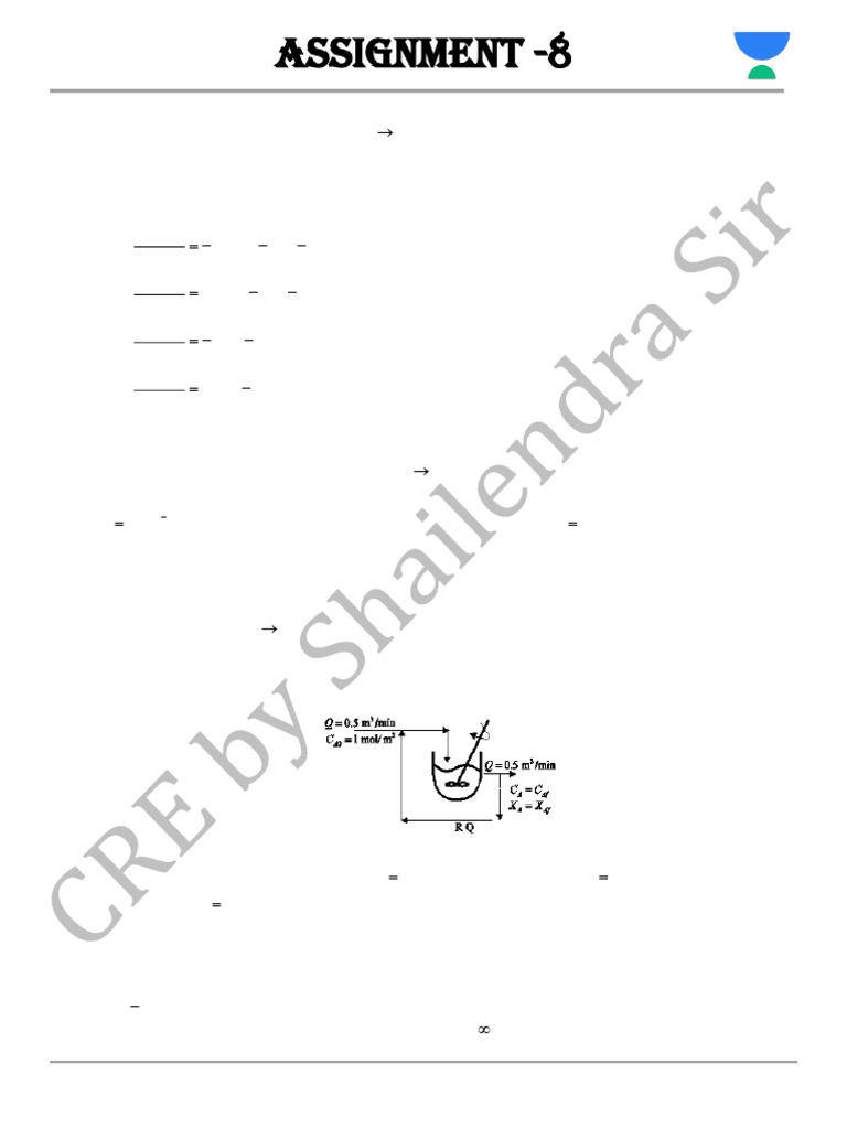 Assignment-8 CRE by Shailendra Sir | PDF | Chemical Reactor | Catalysis