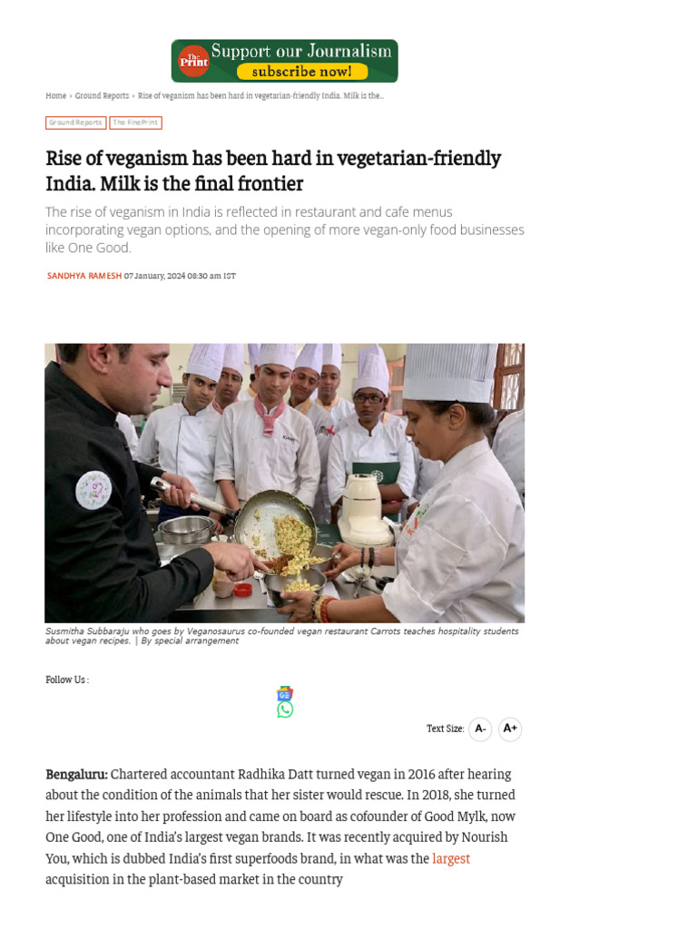 Rise of Veganism Has Been Hard in Vegetarian-Friendly India. Milk Is ...