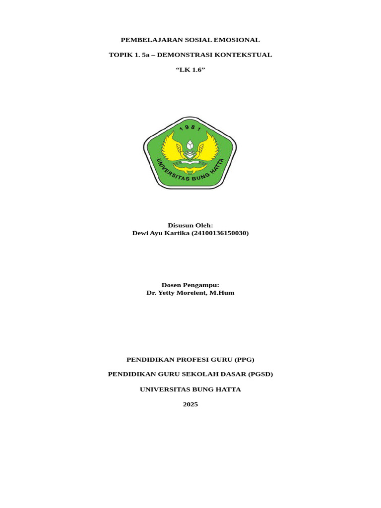 T1.5a Demonstrasi Kontekstual - PSE - Dewi Ayu Kartika - PGSD01 | PDF
